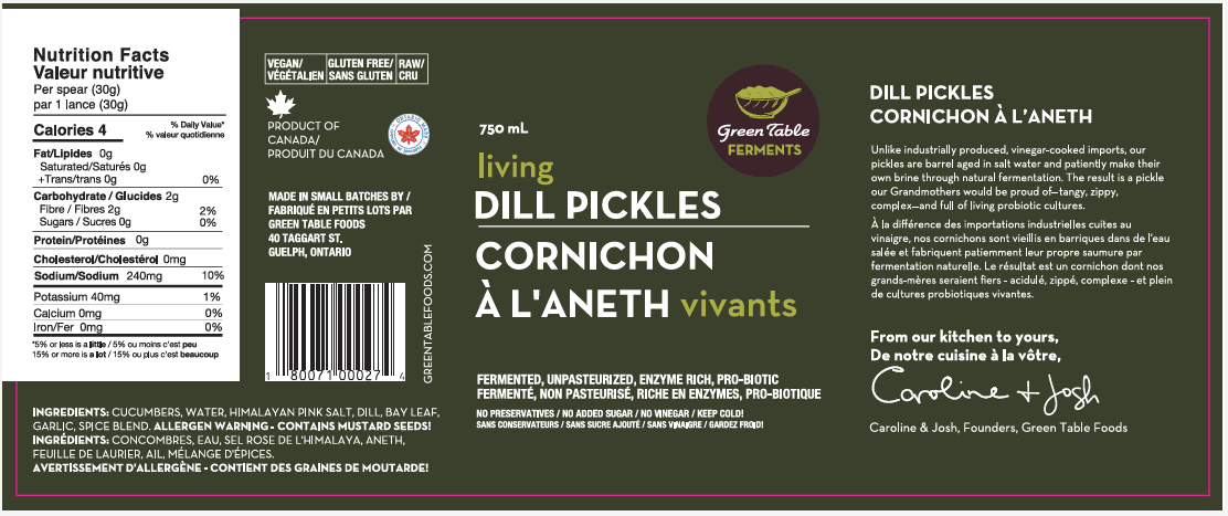 Living Dill Pickles, 750ml - Simcoe Harvest
